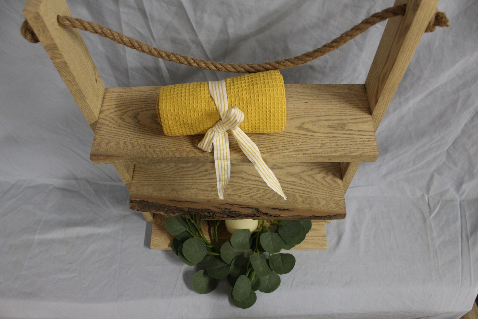 Rustic Hanging Ladder Shelf 1, 2, or 3 Shelves With or Without Live ...
