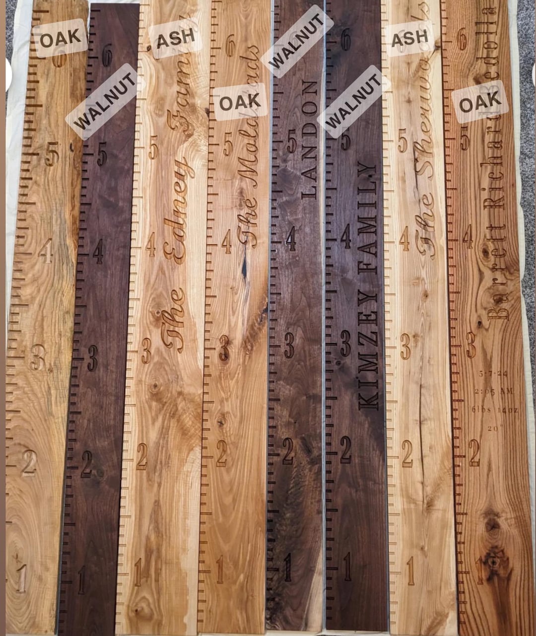 Boho Farmhouse Height Growth Chart, One Piece Wood, Measuring Ruler ...