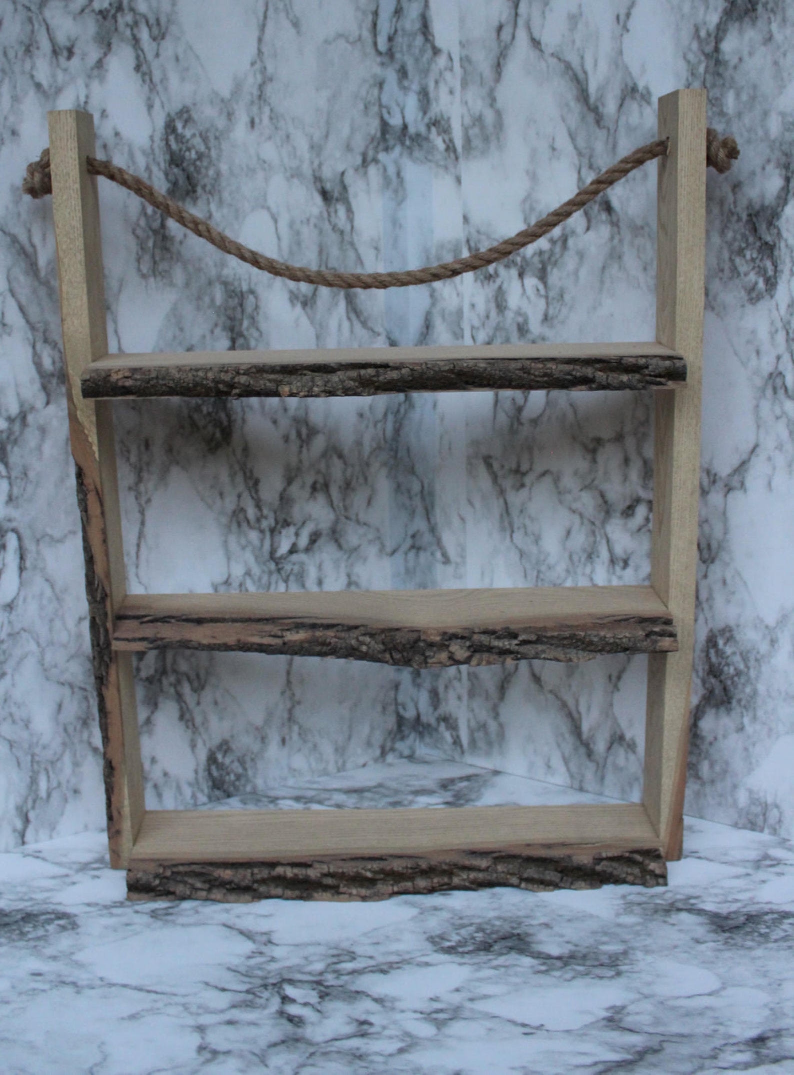 Rustic Hanging Ladder Shelf 1, 2, or 3 Shelves With or Without Live ...
