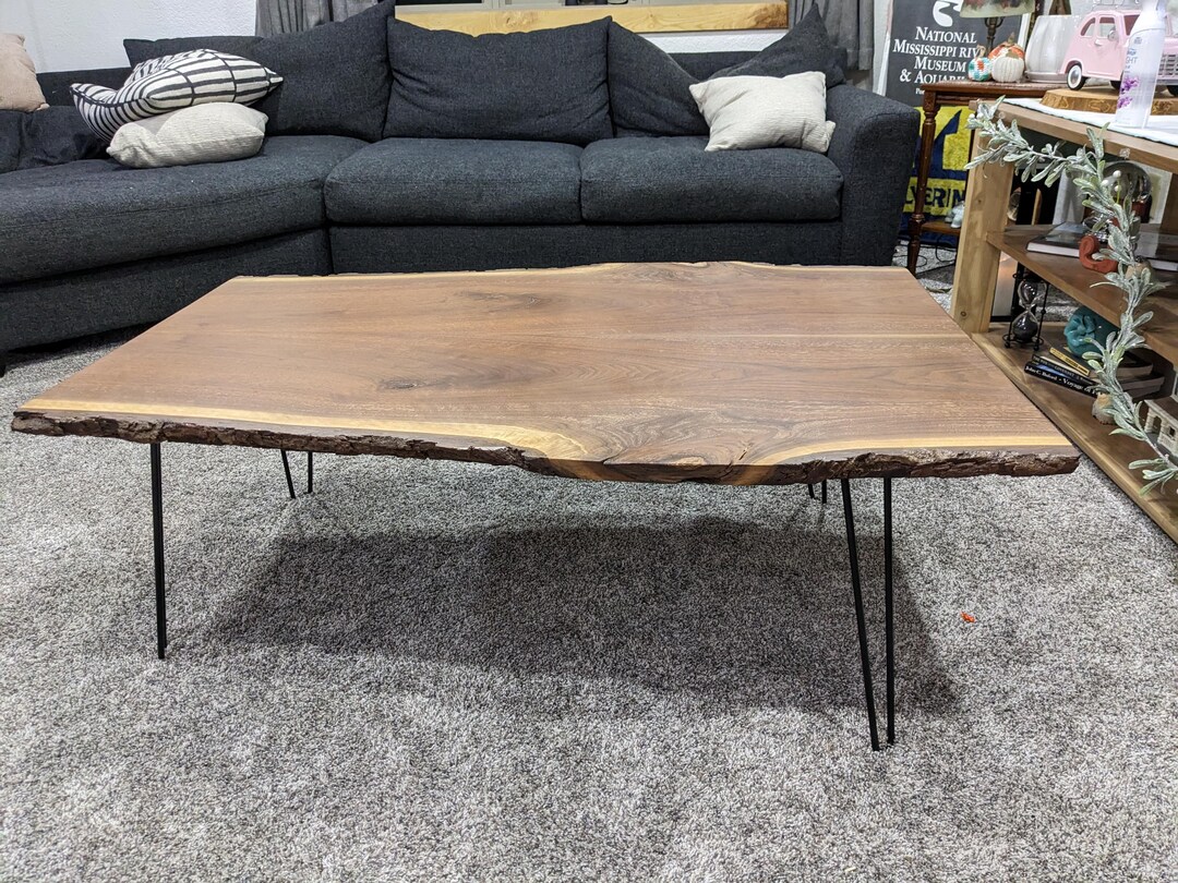 Live Edge Walnut Coffee Table Conversation Piece Functional Art Accent ...