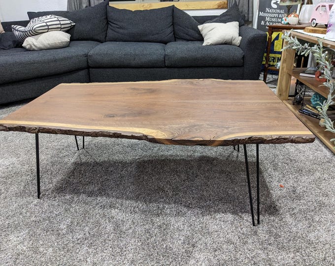 Live Edge Walnut Coffee Table Conversation Piece Functional Art Accent ...