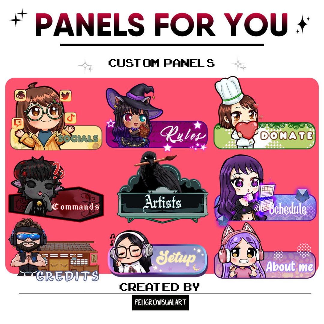 Custom Twitch Panels Chibi Personalized - Etsy
