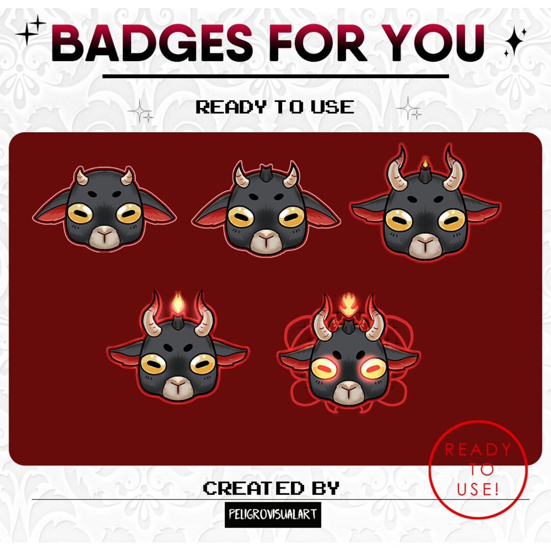 6 Twitch Sub Badges | Satanic Goat | Aesthetic | Baphomet| Goth ...
