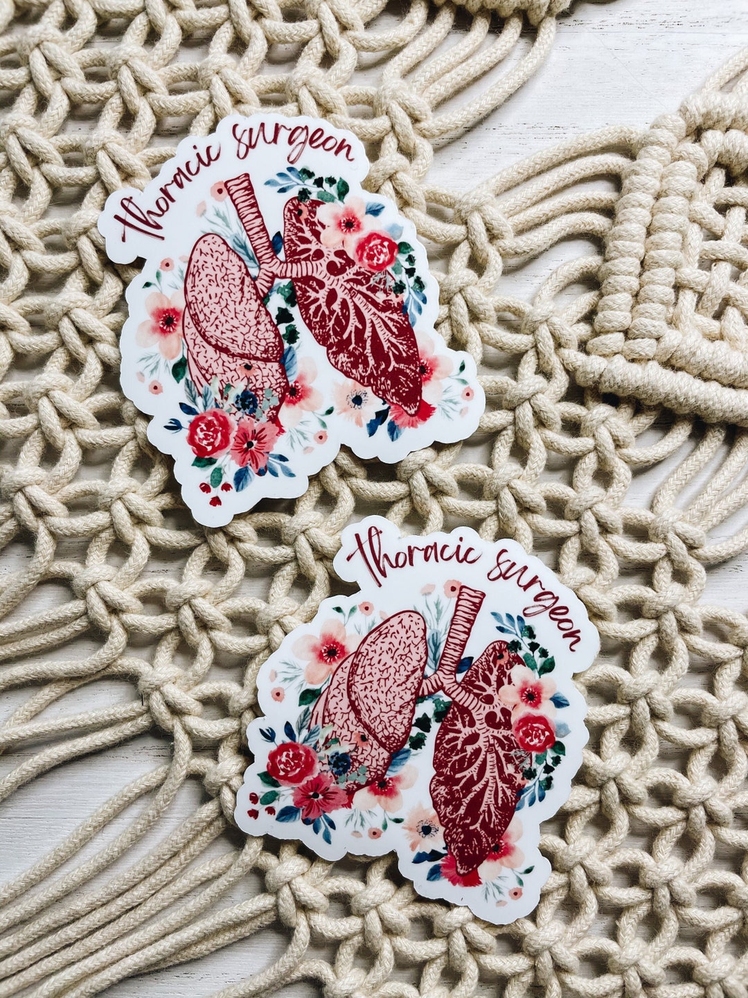 Thoracic Surgeon Floral Anatomic Lungs Medical Profession Sticker, for ...