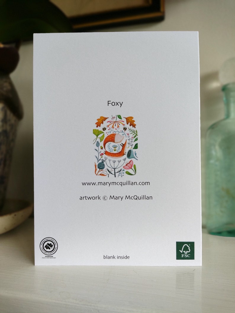 Greetings Card foxy Fox Illustrated Card Flower - Etsy