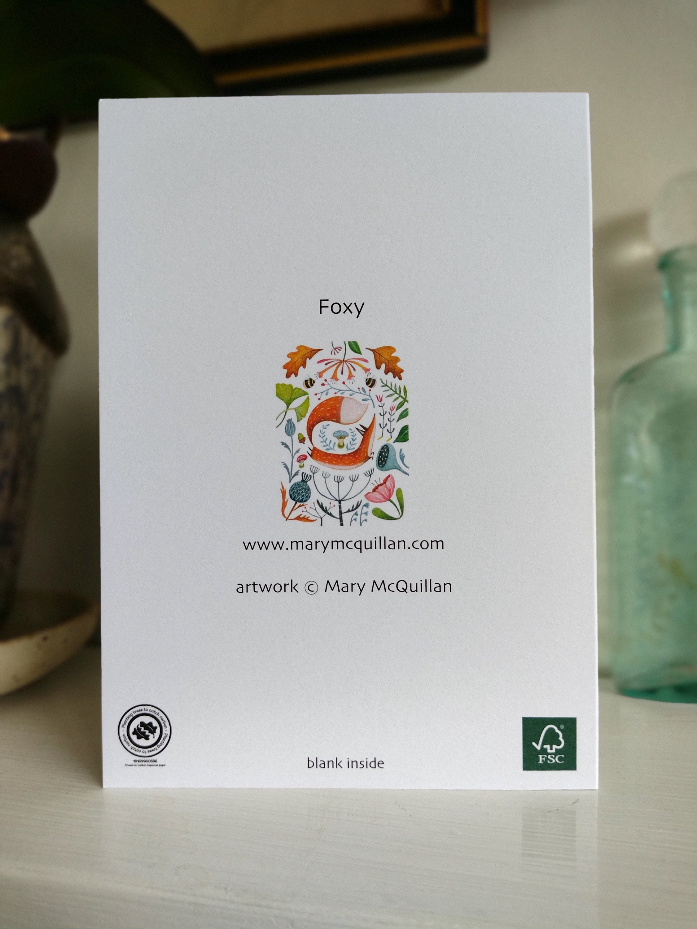 Greetings Card foxy Fox Illustrated Card Flower - Etsy