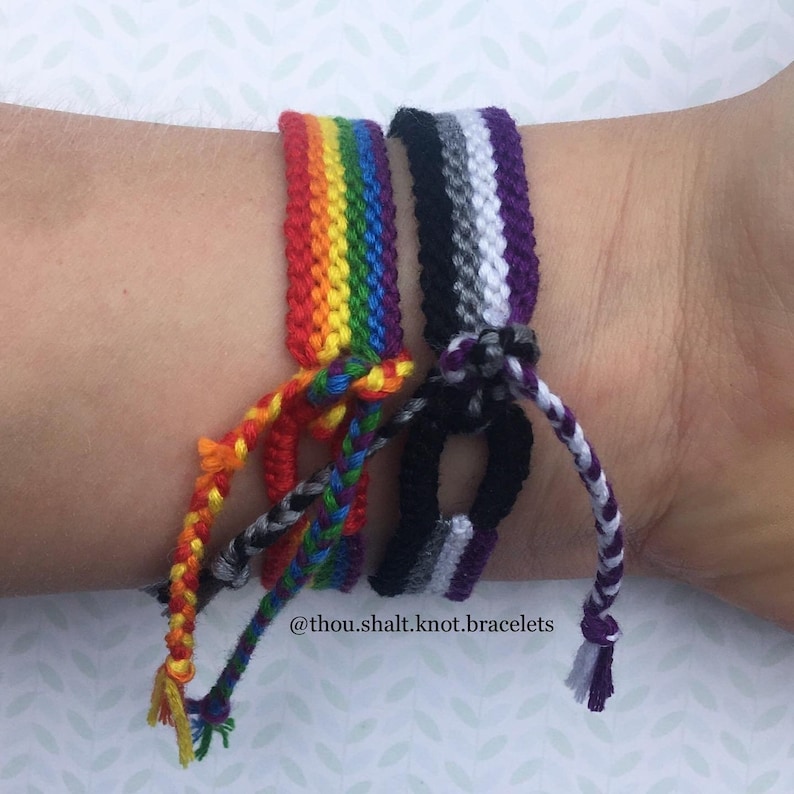 Knotted Pride Flag Bracelets With Braided Ties Rainbow Lgbtq - Etsy