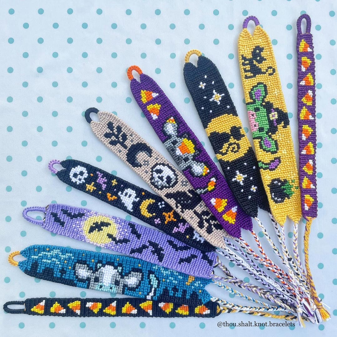 Spooky Halloween Friendship Bracelet Collection With Adjustable Braided ...
