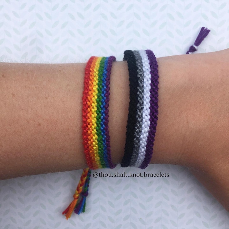 Knotted Pride Flag Bracelets With Braided Ties Rainbow Lgbtq - Etsy