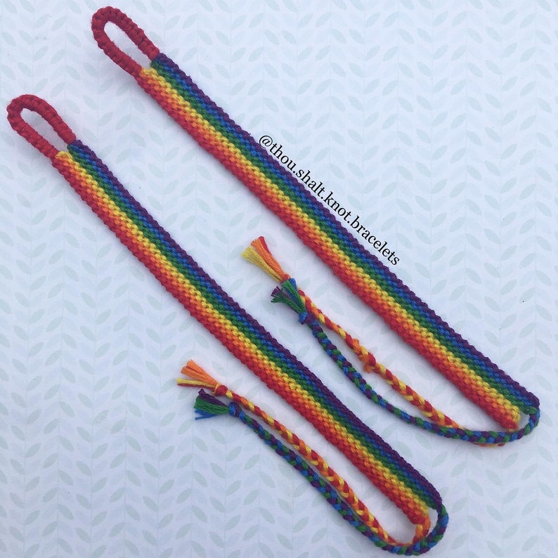 Knotted Pride Flag Bracelets With Braided Ties- Rainbow Lgbtq Stripe ...