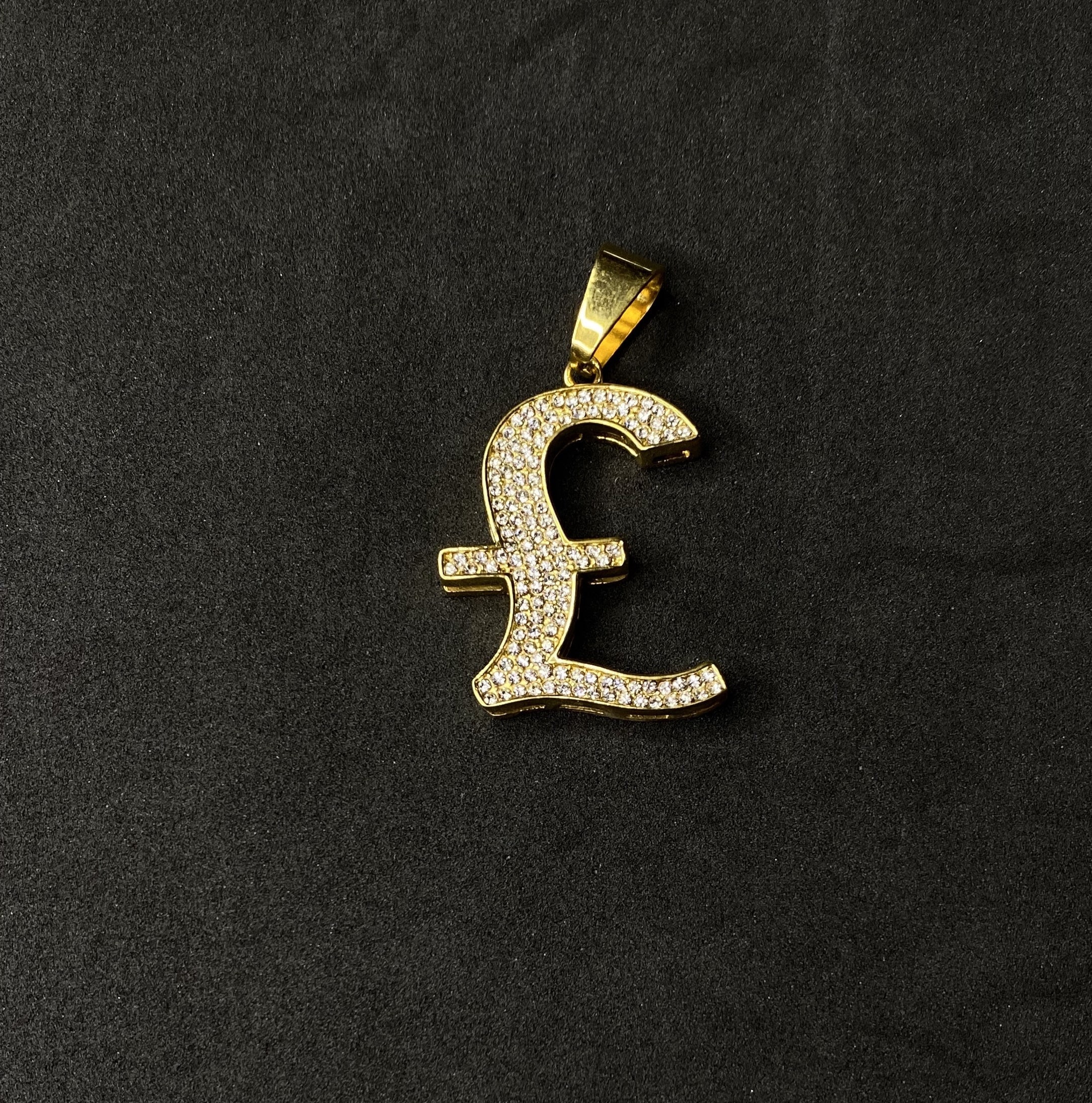 Pound Chain Pound Necklace Pound Pendant Out Gold Water | Etsy