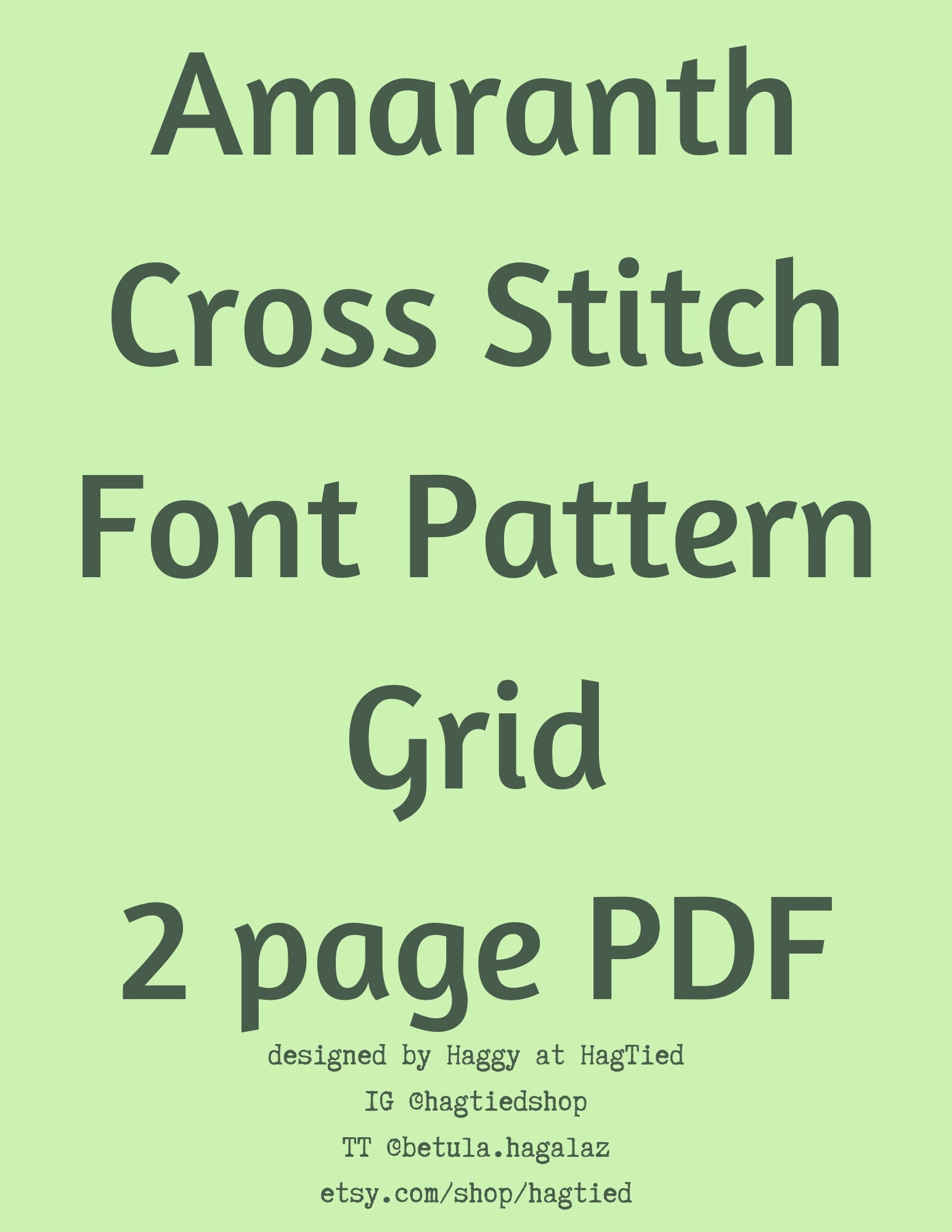 Cross Stitch Font Pattern - Amaranth - Full Alphabet Cross Stitch Grid ...