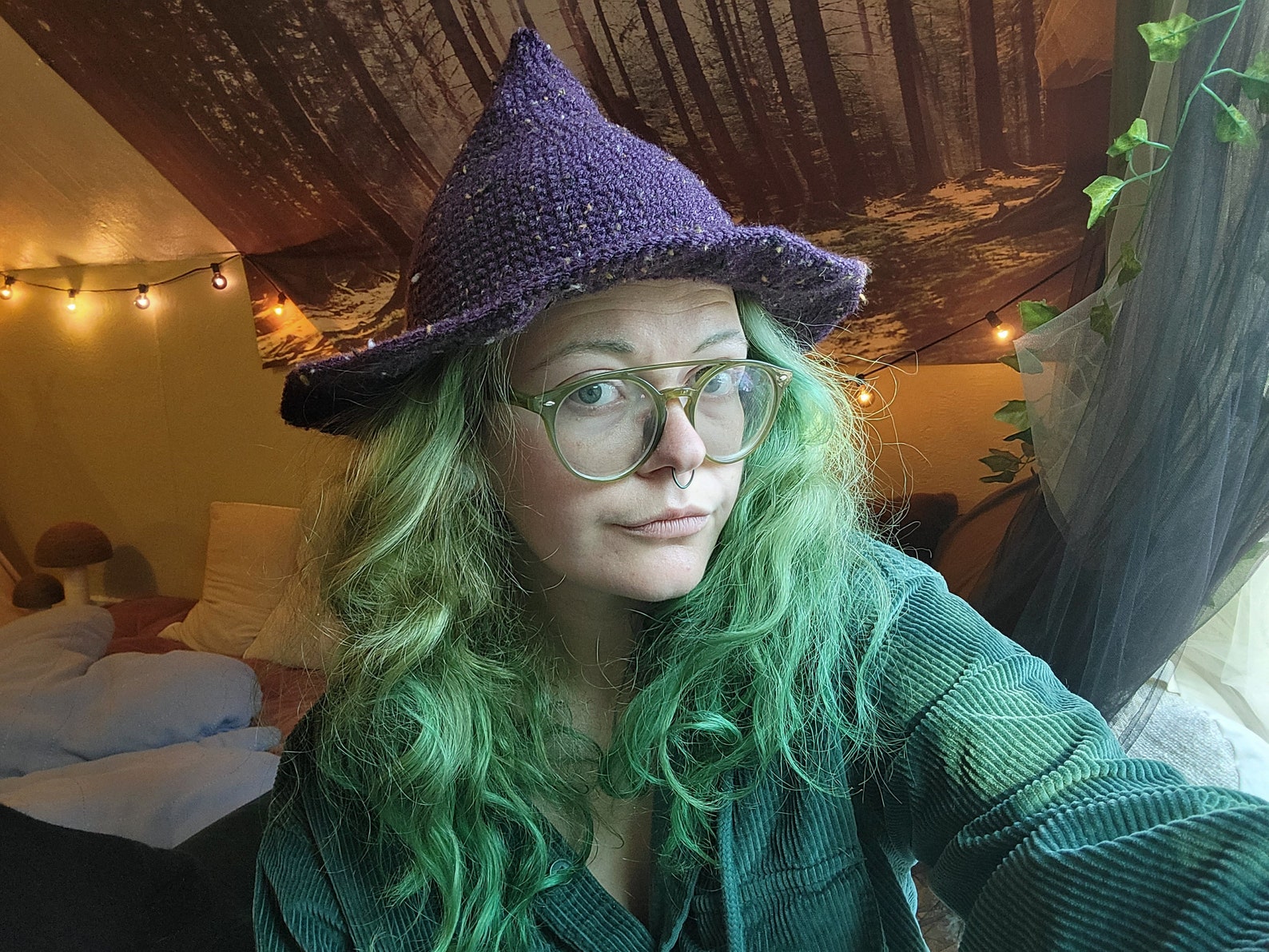 Short Witch Cap - Handmade Witch Hat - Crochet Witch Hat - Forestcore ...