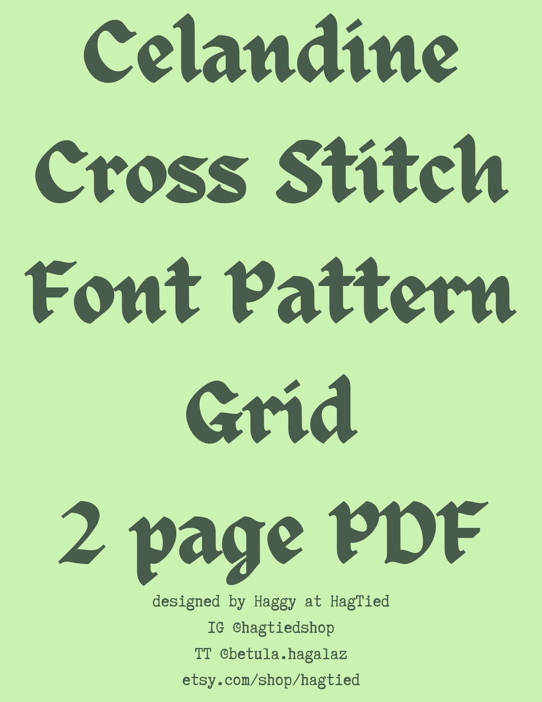Cross Stitch Font Pattern - Celandine - Full Alphabet Cross Stitch Grid ...