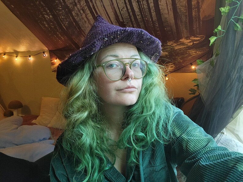 Short Witch Cap - Handmade Witch Hat - Crochet Witch Hat - Forestcore ...