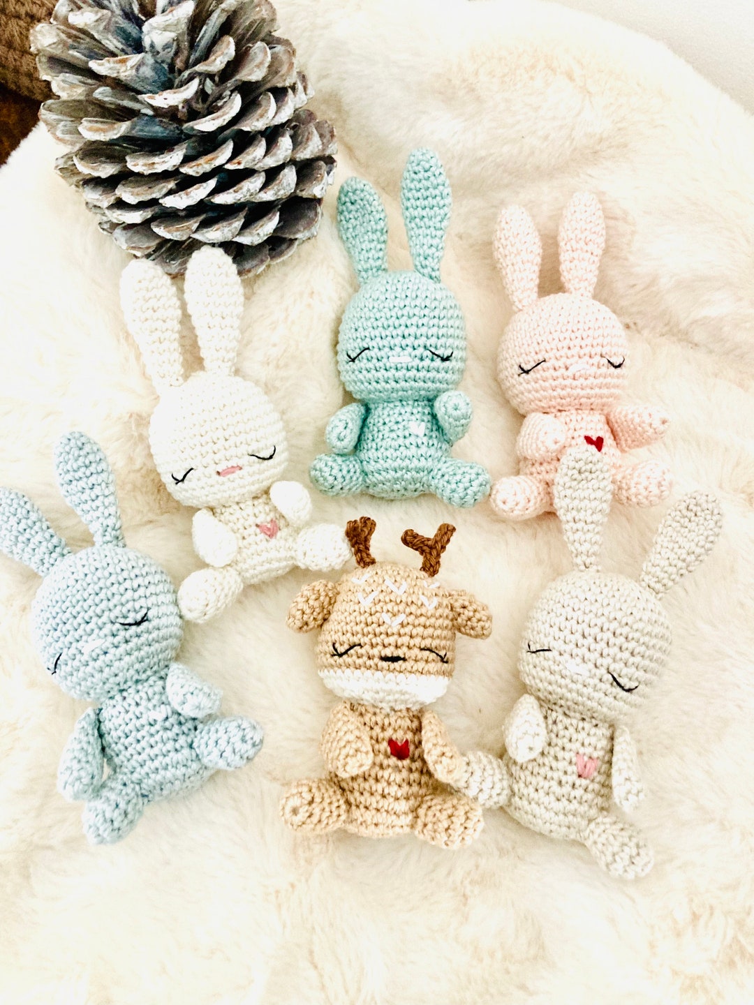 Mini Crochet Rabbit Deer Crochet Rabbit Deer Cuddly Toy - Etsy