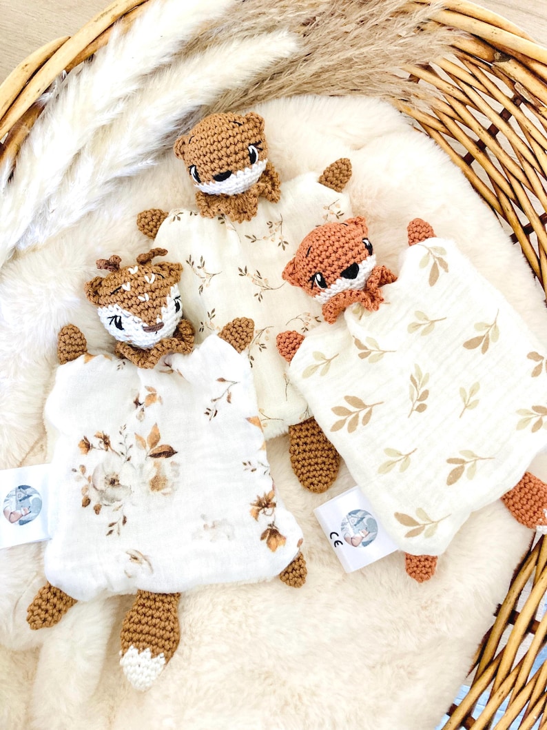 Mini Doudou Lange Au Crochet. Doudou Souple Lange Animaux, Doudou Bébé ...