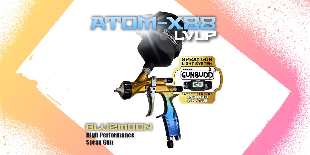 Atom X88 Bluemoon LVLP-MP Spray Gun 1.3 and 1.4 TIP Combo Split Nozzle ...