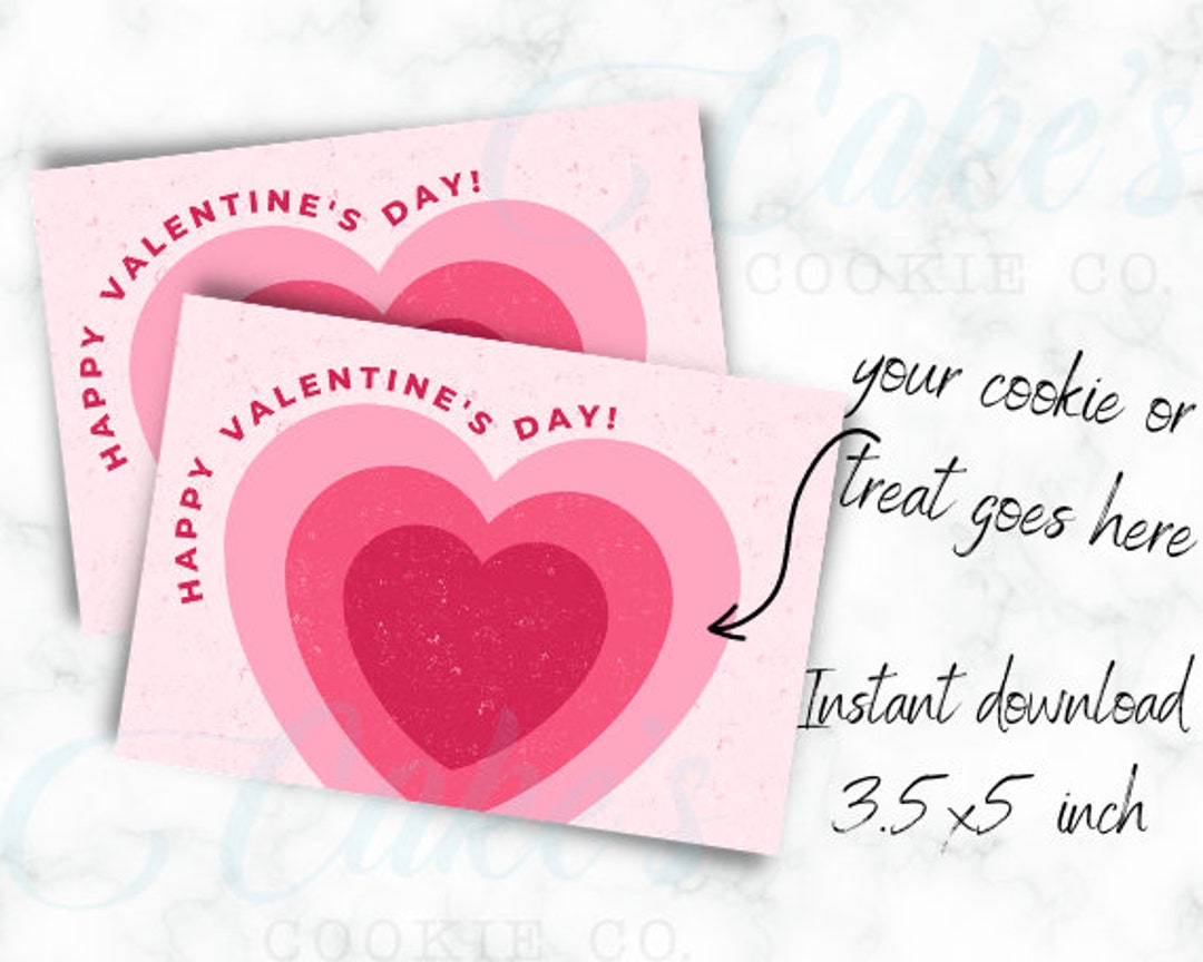 3.5x5 Modern Happy Valentine's Day - Cookie Card - Instant Download ...