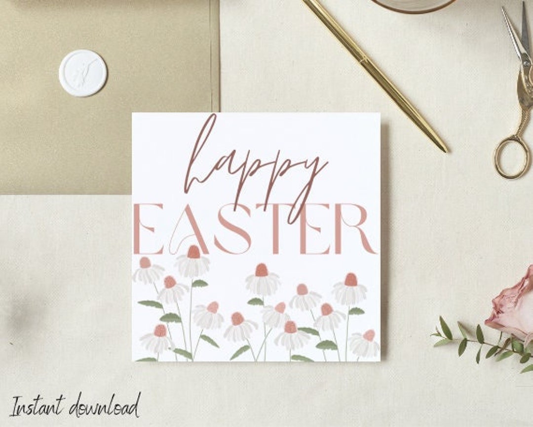 Printable Easter Cookie Tag - Daisy Happy Easter Cookie Gift Tag 2x2 ...