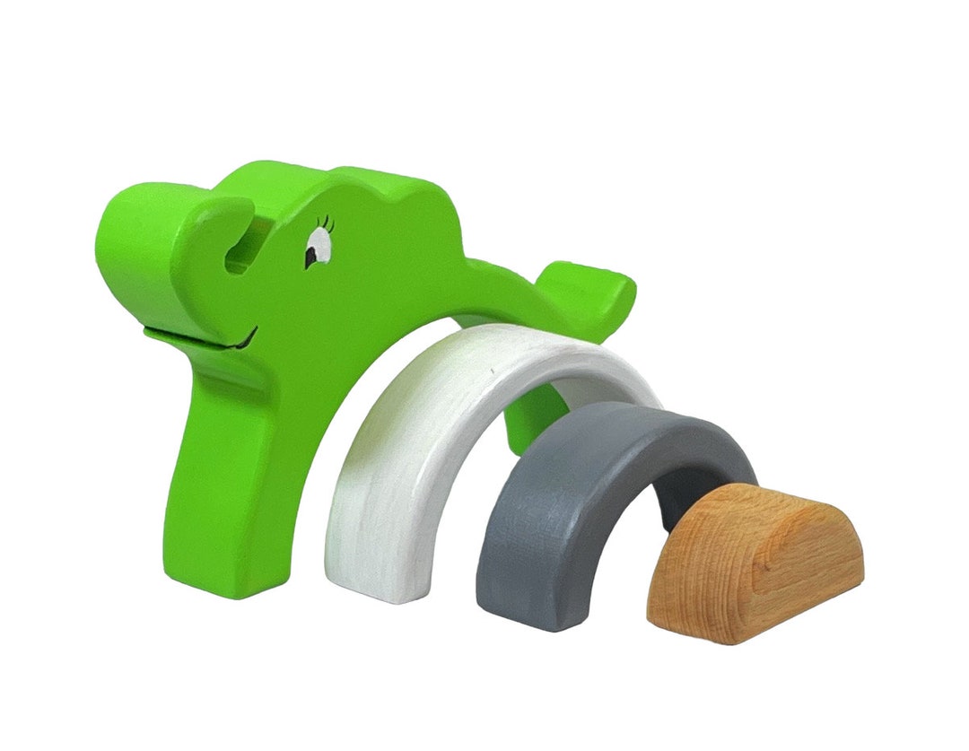Wooden Elephant Stacking Puzzle|educational Toy| 4pcs Wooden Stacker ...