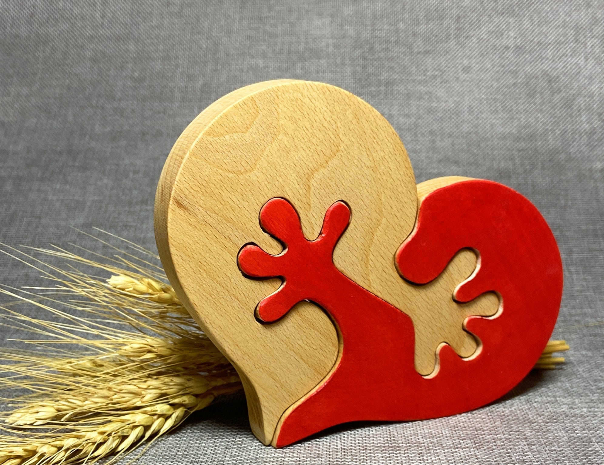 Wooden Heart Gift Puzzle, Red Heart, Handmade Wooden Hearts, Home Wood ...