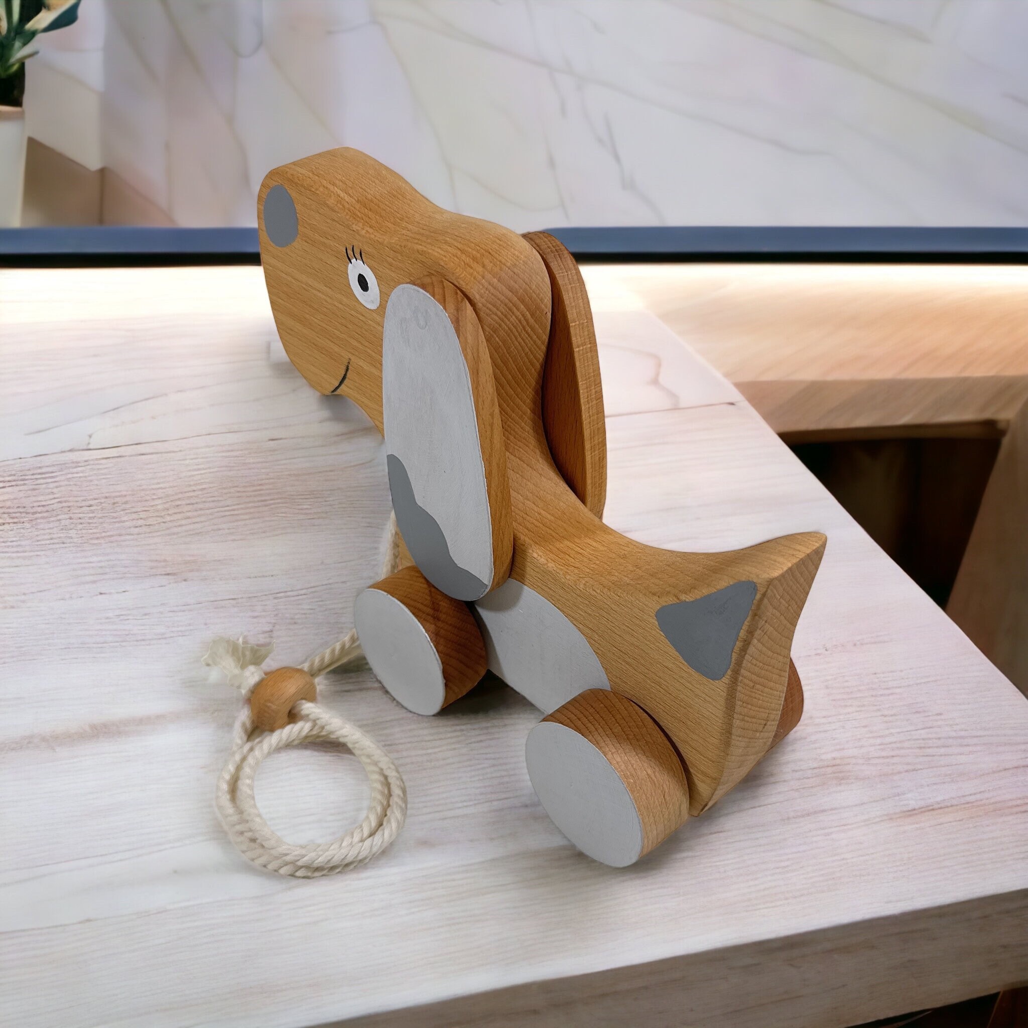 Wooden Pull-along Toy Dog for Toddlers Cute and Eco-friendly Gift Ideal ...