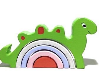 Dinosaur Rainbow Stacker - Etsy