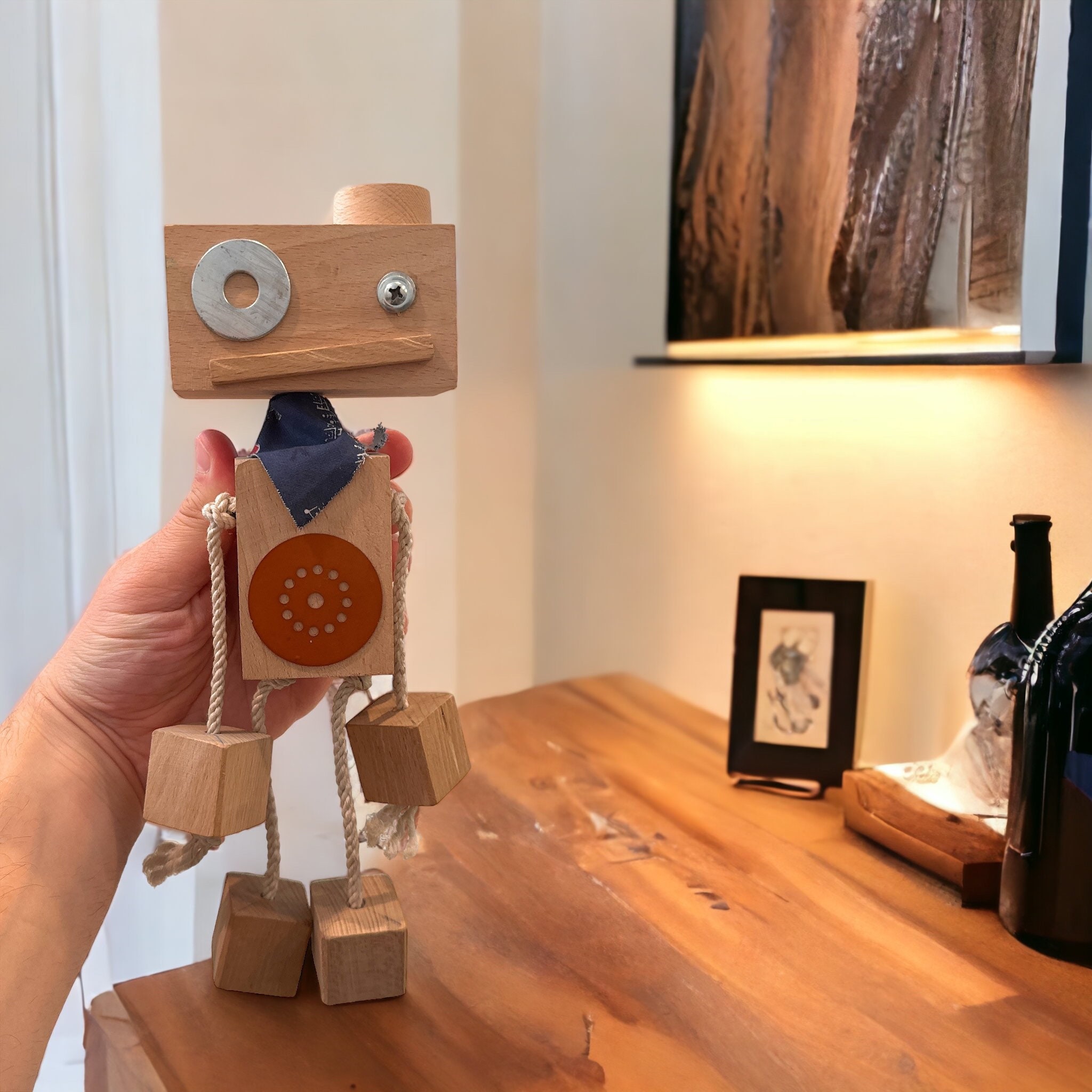 Handmade Wooden Robot - Unique Home Decor - Toy for Kids - Perfect Gift ...