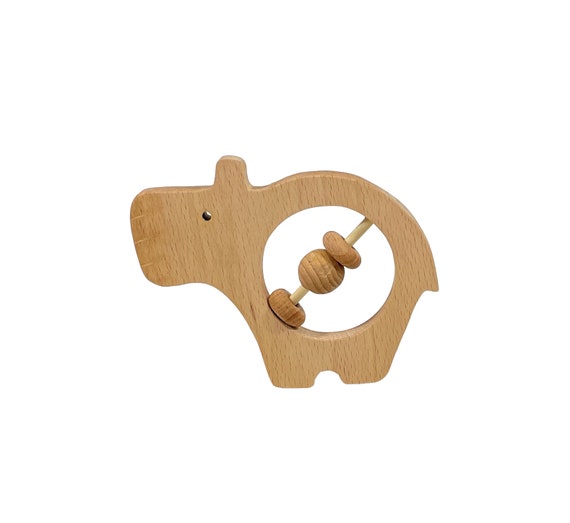 Hippo Wooden Toy Rattle Wooden Sensory Toys Natural Wooden Rattles Eco friendly Toys Gift for Toddler Gift for New Mom Etsy Ireland