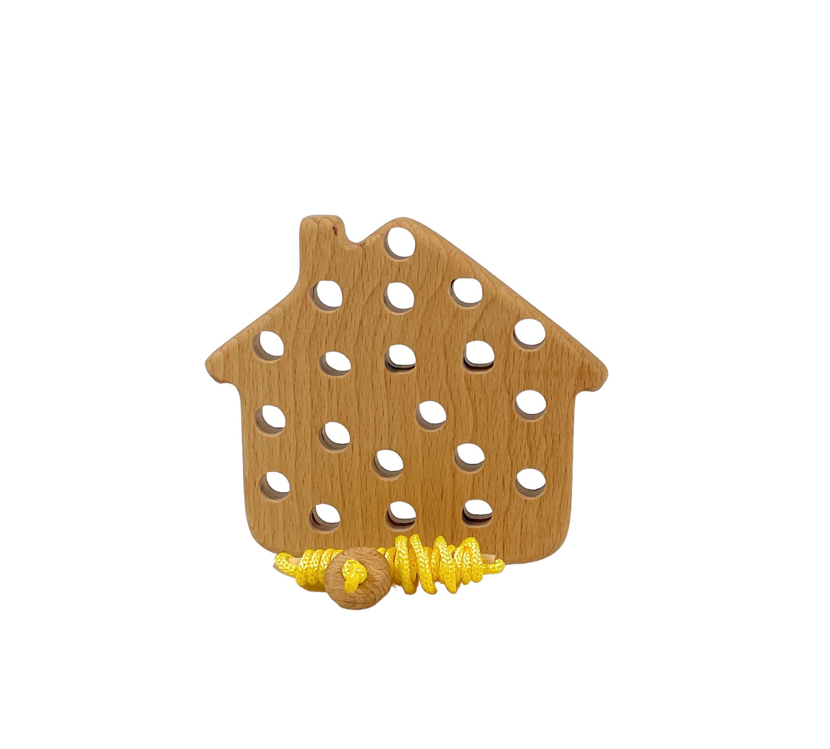 Wooden House Montessori Lacing Toy for Toddler Educational Wooden Toy ...