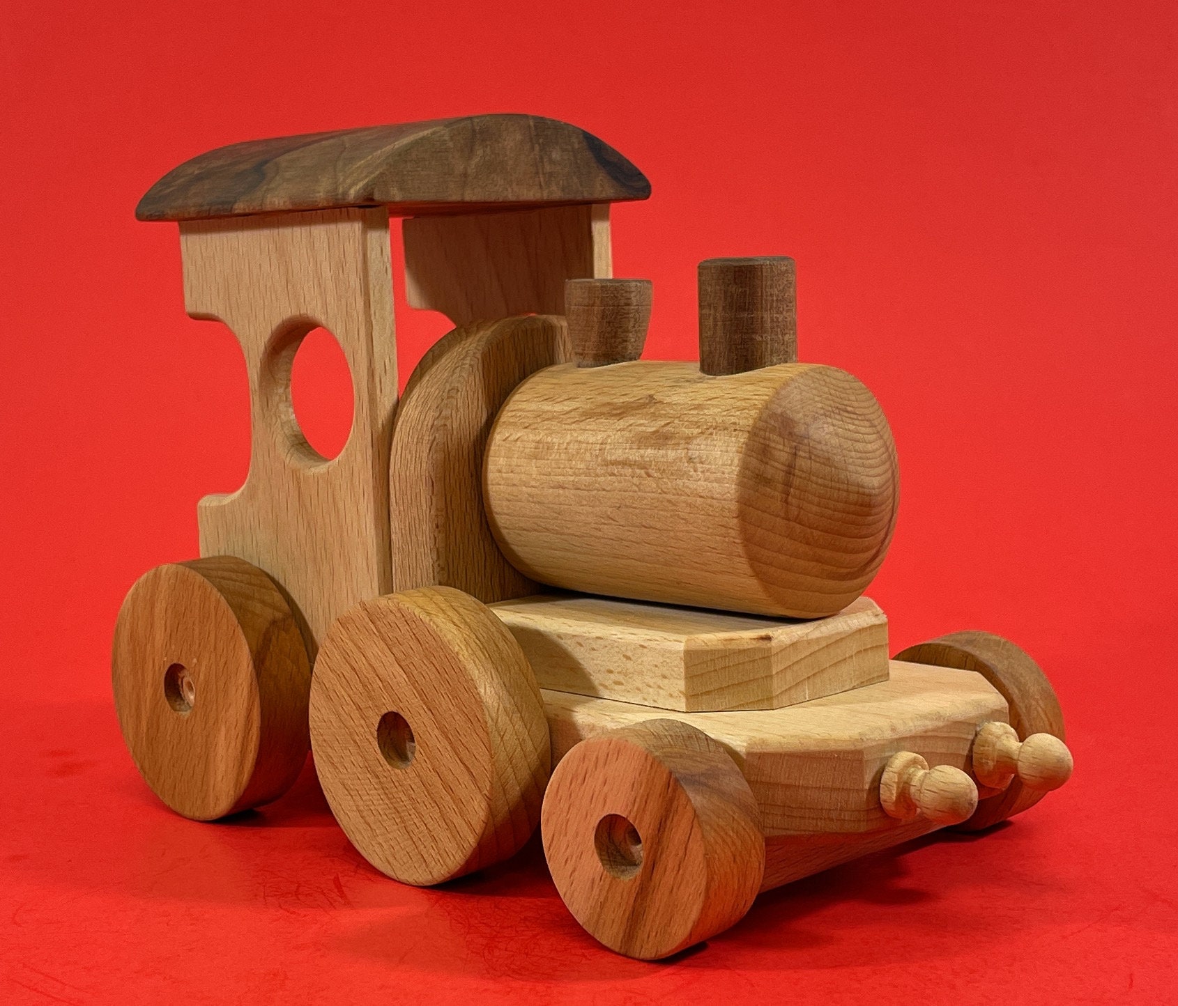 Wooden Train Locomotive Pull Toy Train - Etsy