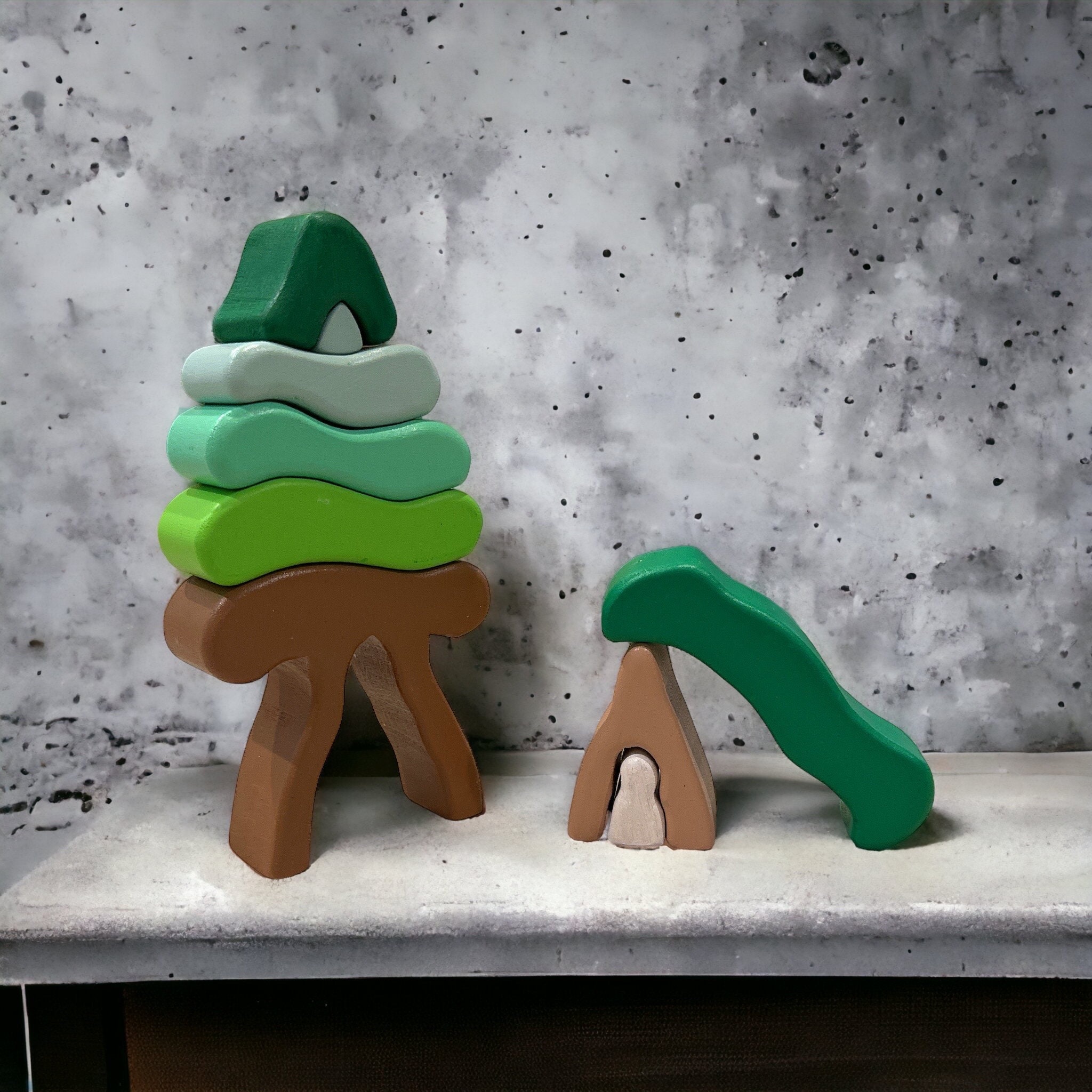 Wooden Stacker Tree, Various Shapes Nesting Stacking Blocks, Waldorf ...