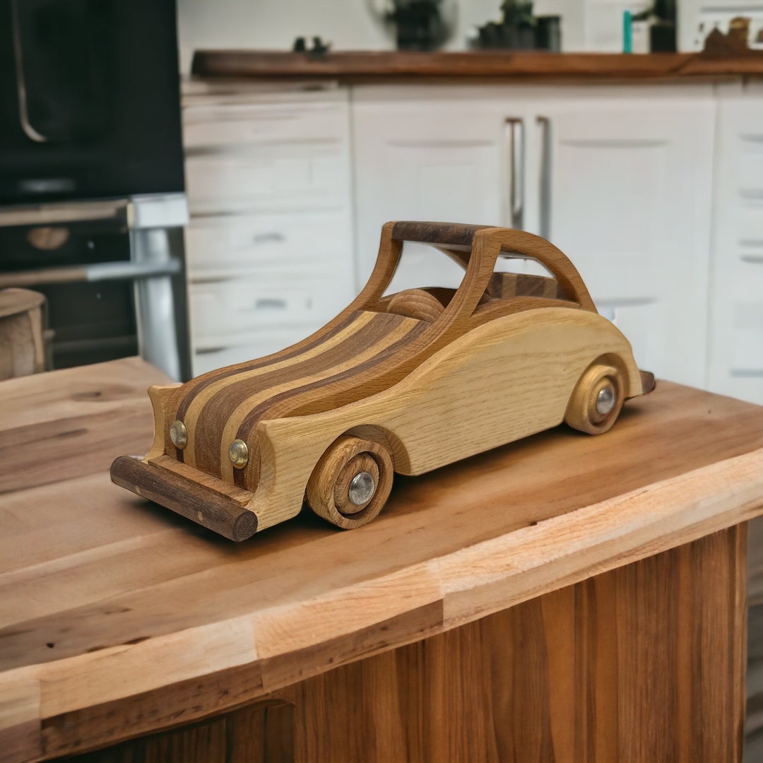 Vintage Style Wooden Classic Car Toy - Retro Style Handcrafted Push Car ...
