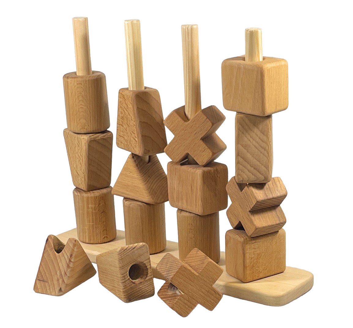 Wooden Geometric Stacking and Sorting Toy Nursery Decor Montessori ...