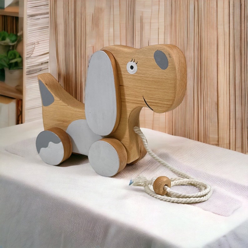 Wooden Pull-along Toy Dog for Toddlers Cute and Eco-friendly Gift Ideal ...