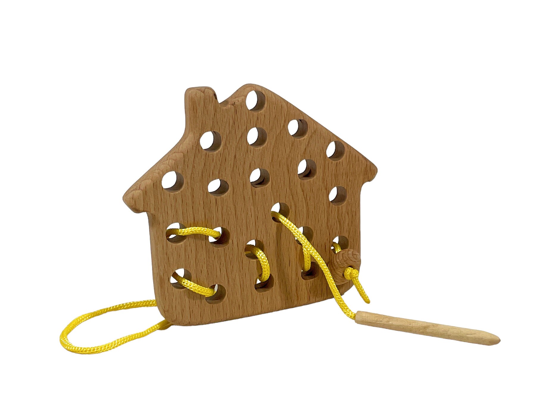 Wooden House Montessori Lacing Toy for Toddler Educational Wooden Toy ...