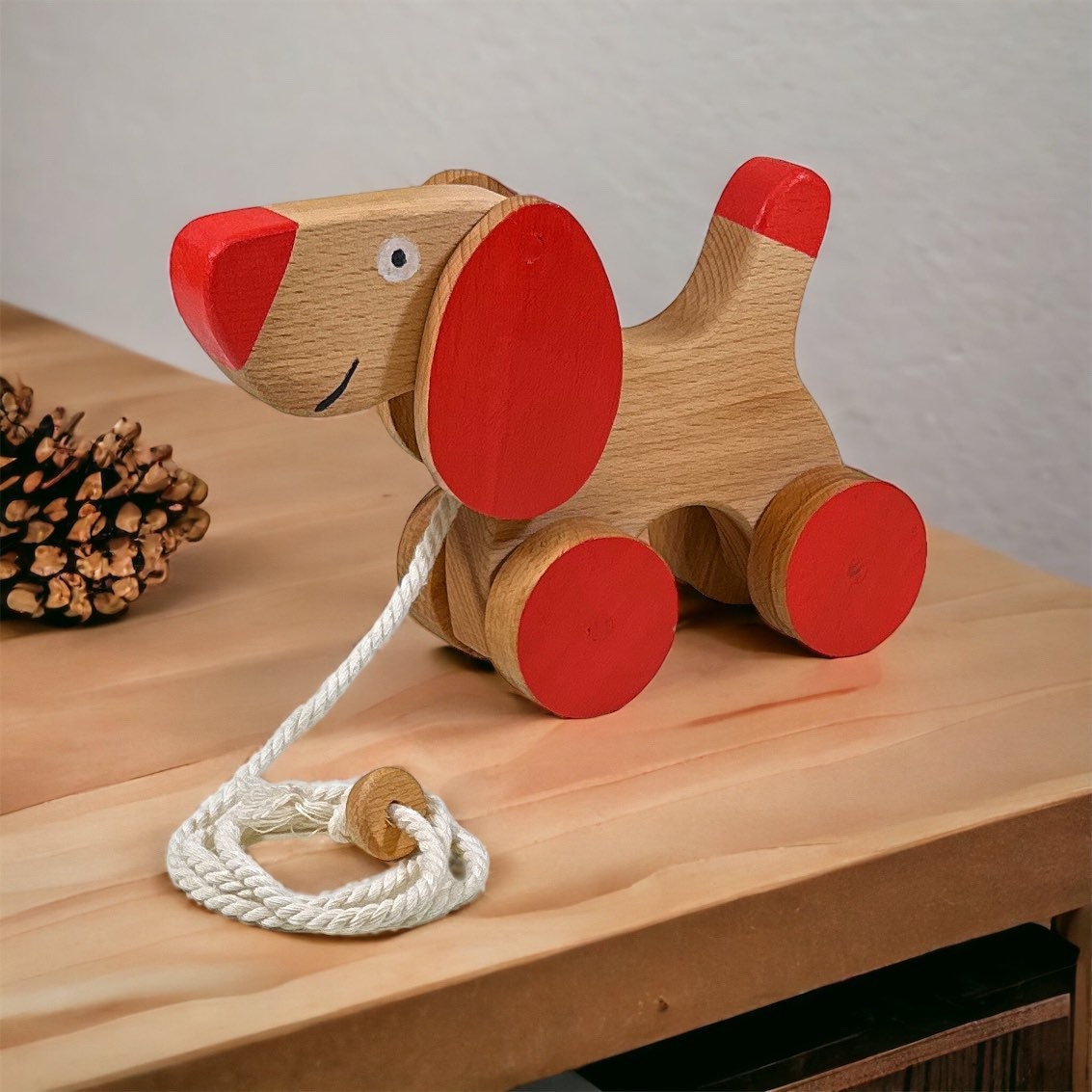 Handmade Wooden Pull Along Toy Puppy Eco-friendly Toddler - Etsy