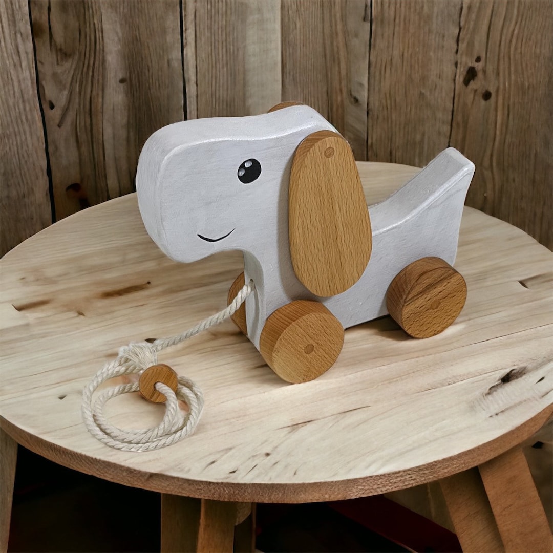 Handcrafted Wooden Pull Along Toy Dog | Eco-friendly Push and Pull Toy ...