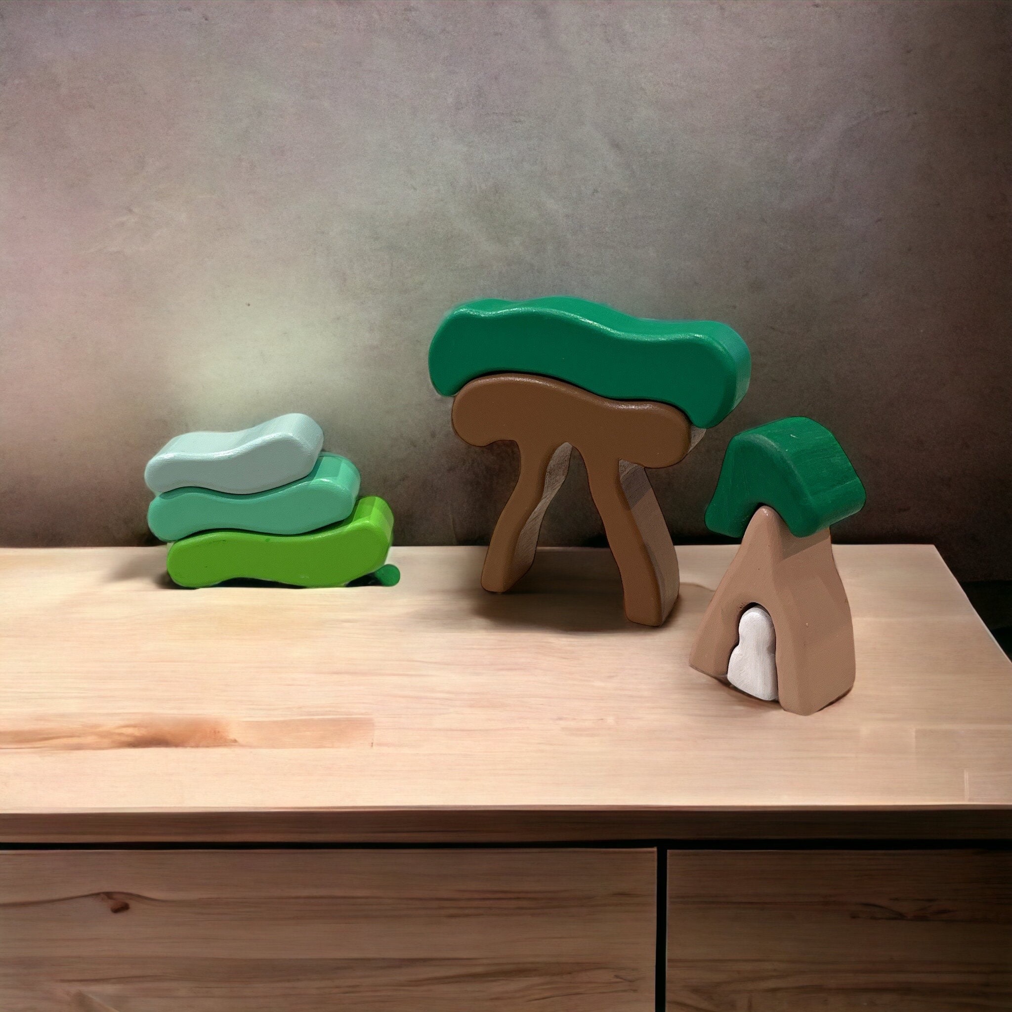 Wooden Stacker Tree, Various Shapes Nesting Stacking Blocks, Waldorf ...