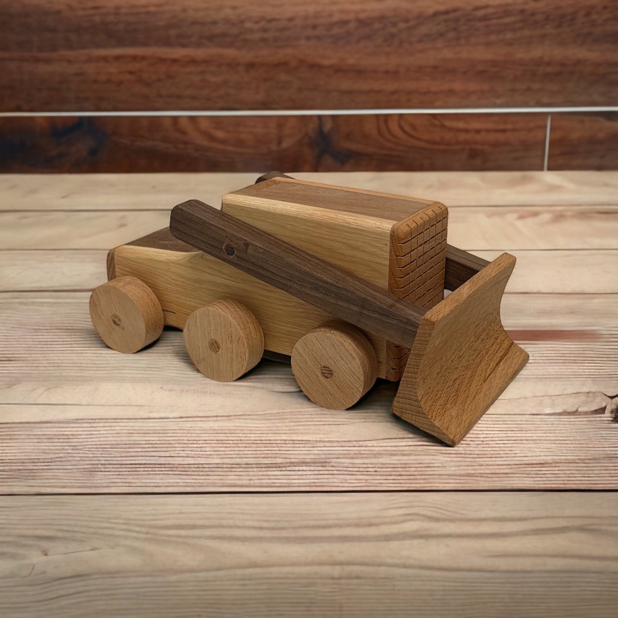 Handcrafted Wooden Bulldozer Toy for Toddlers Farm Vehicle Push Toy ...
