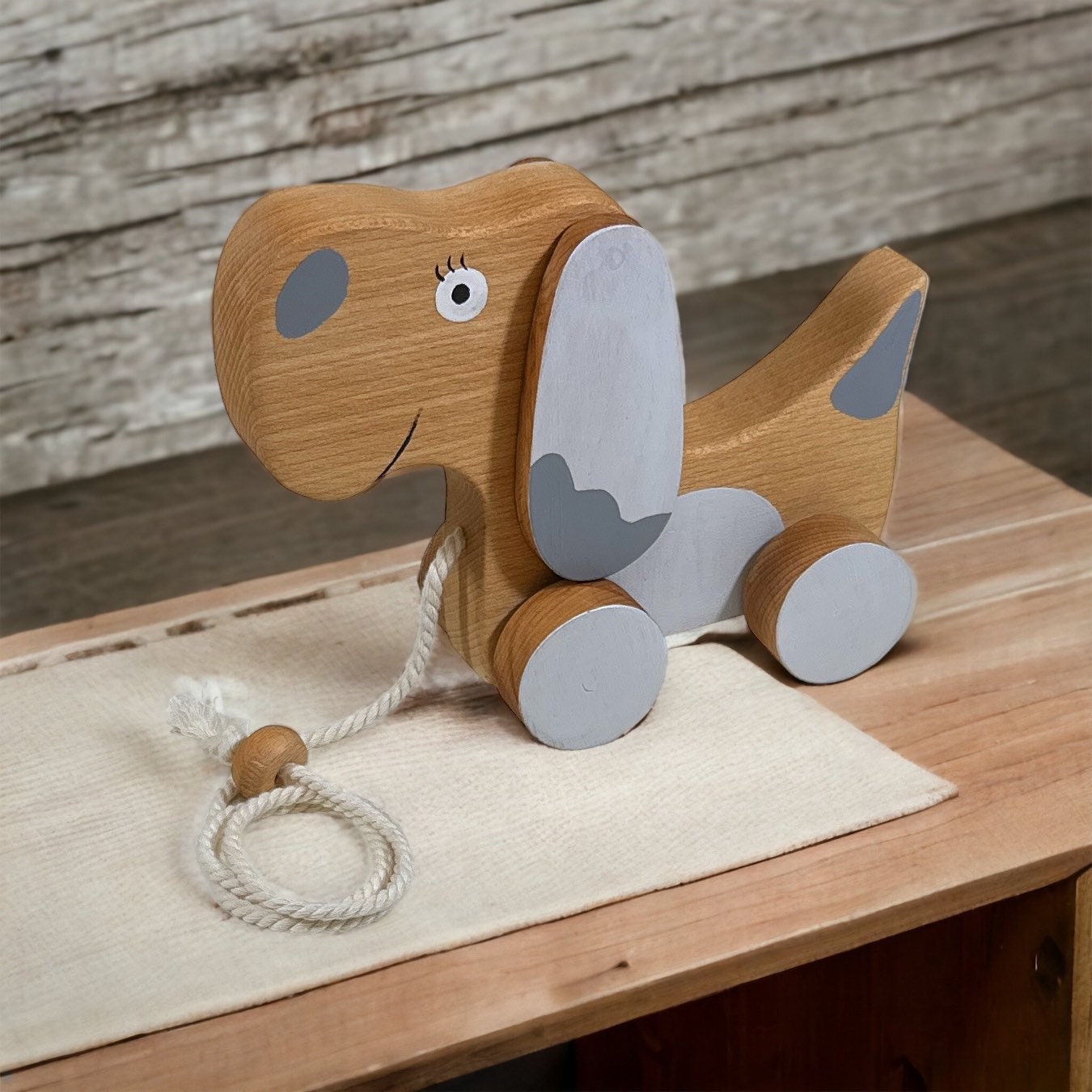 Wooden Pull-along Toy Dog for Toddlers Cute and Eco-friendly Gift Ideal ...