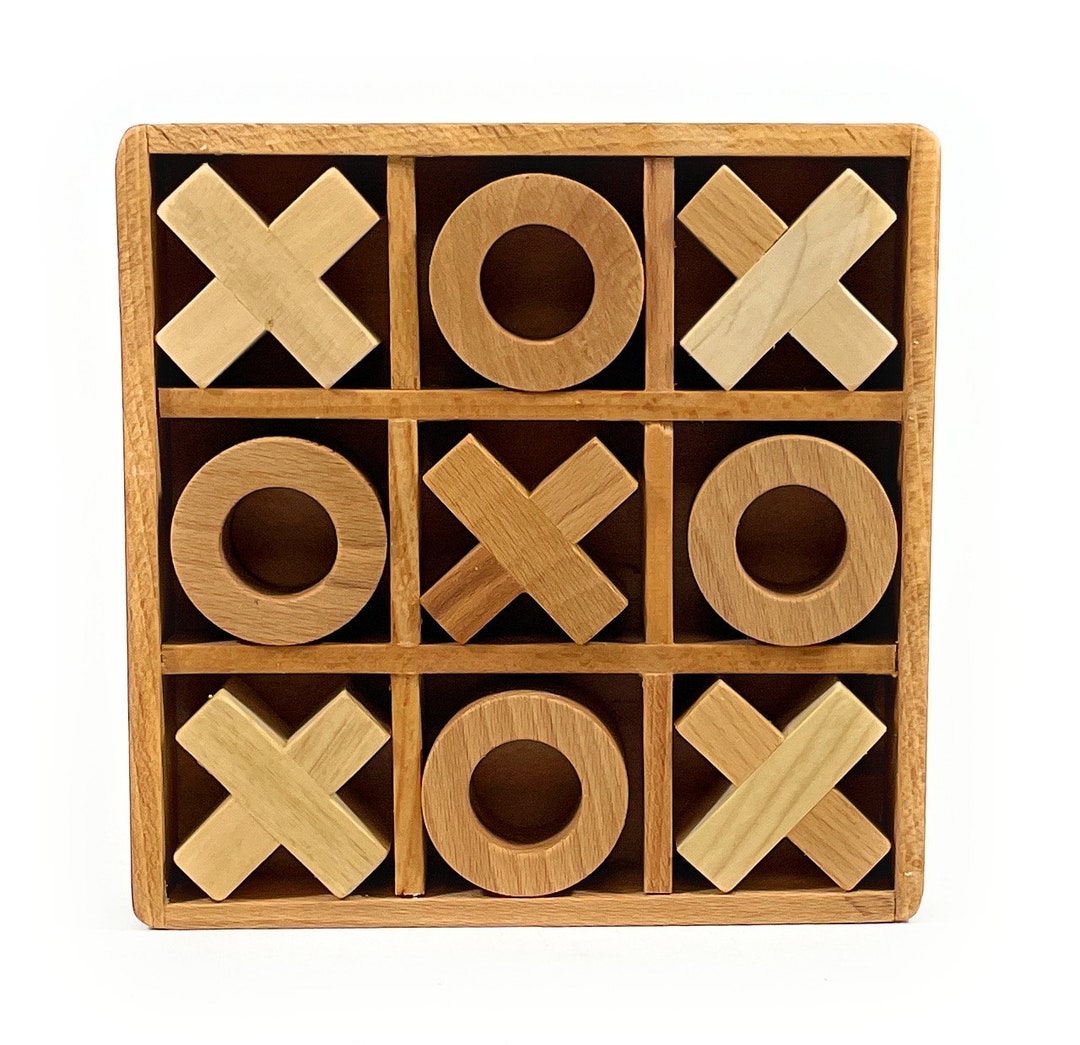 Wooden Tic Tac Toe Board Game, XO Game, Educational Board Game ...