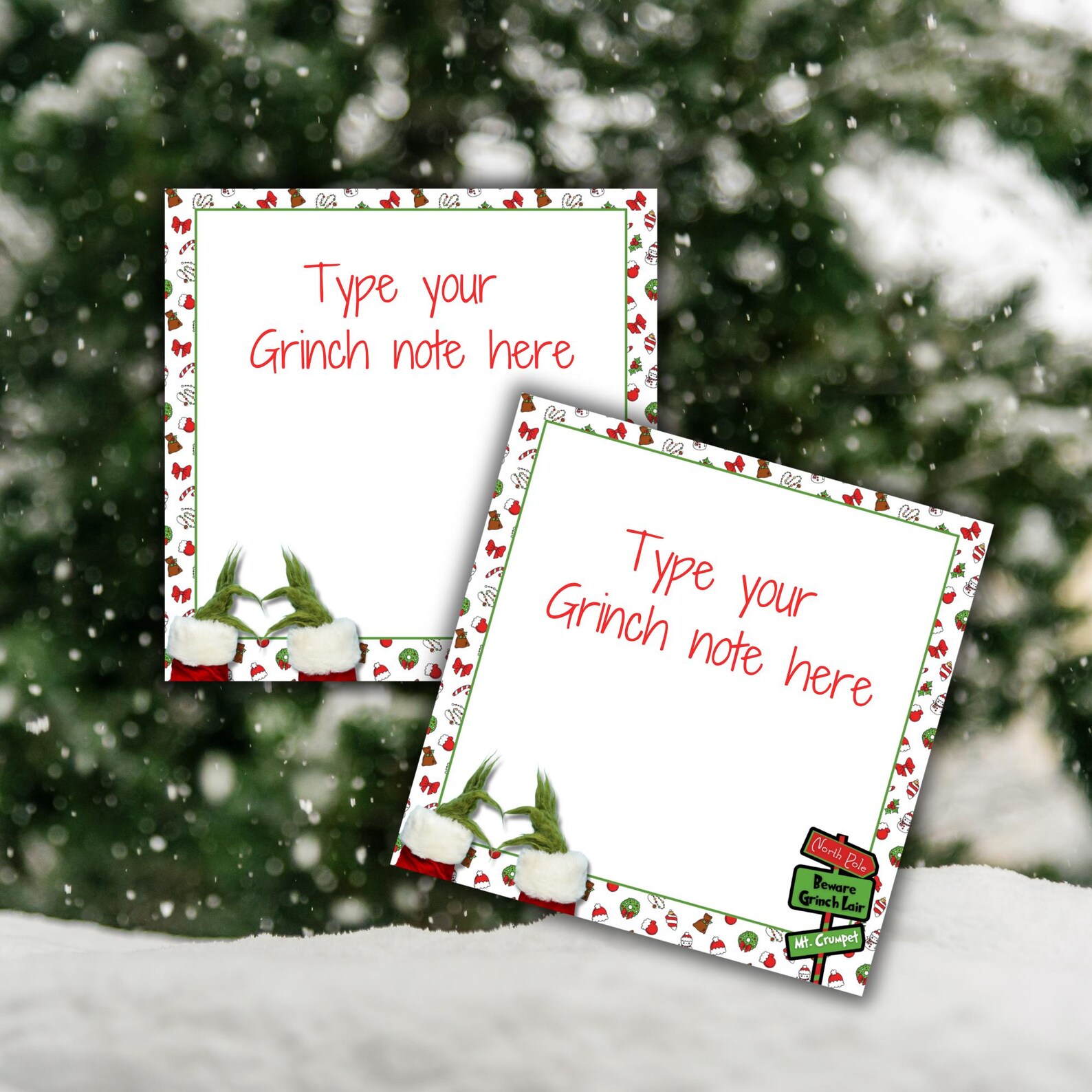 Editable Grinch Elf Note Cards, Letter From Grinch, Grinch-themed Notes ...