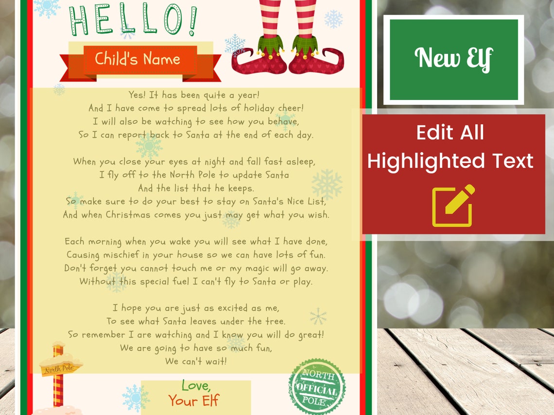 Elf Arrival Letter Editable Elf Letter Letter From Elf Elf - Etsy