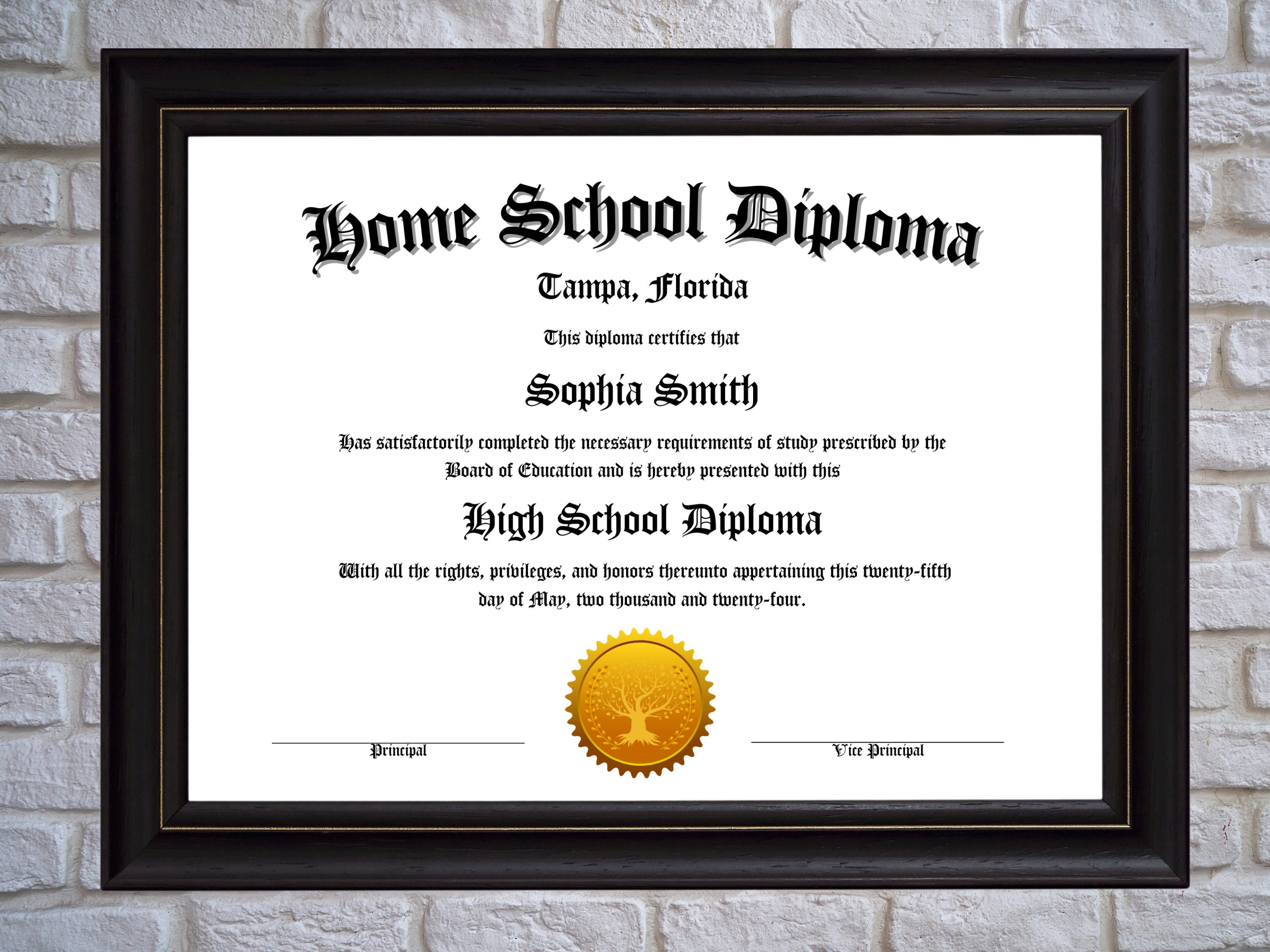 Homeschool Diploma With Gold Seal, Printable Home School High School ...