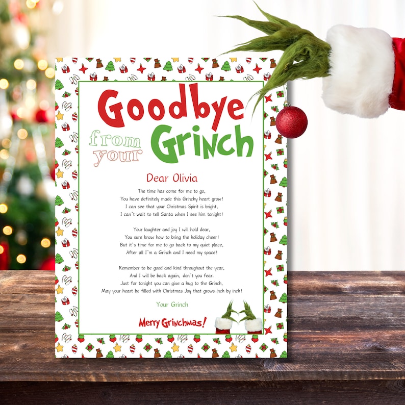 Editable Letter From the Grinch, Grinch Goodbye Letter, Printable Elf ...