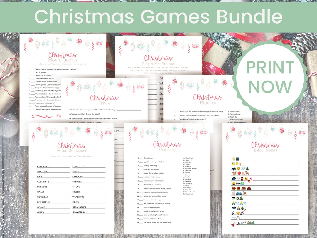 Christmas Games Bundle, Printable Christmas Games, Christmas Party ...