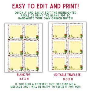 Editable Grinch Elf Note Cards, Letter From Grinch, Grinch-themed Notes ...