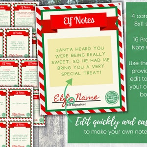 Editable Elf Note Cards Elf Activity Cards Printable - Etsy